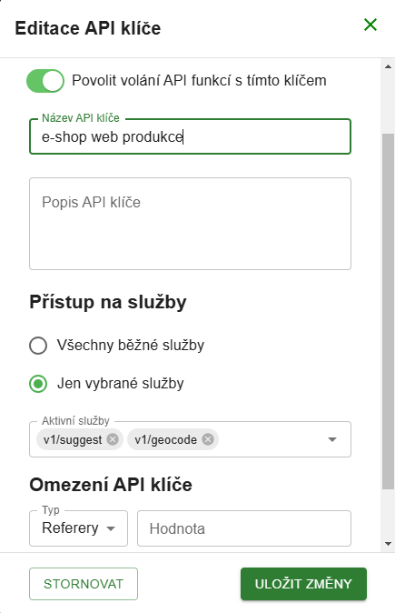 New API key security by service - Developer Mapy